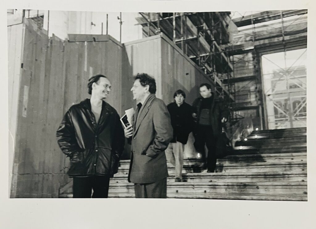 PHOTOGRAPH OF PHILIP GLASS & MICHAEL HARRISON AT THE 4 PIANOFORTI ...